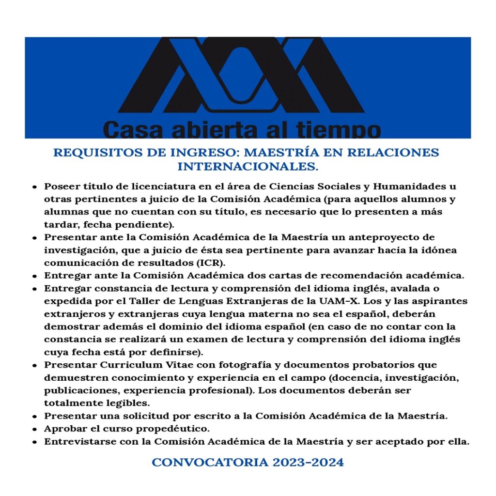 7ma Generación de la Maestría en Relaciones Internacionales – UAM Xochimilco