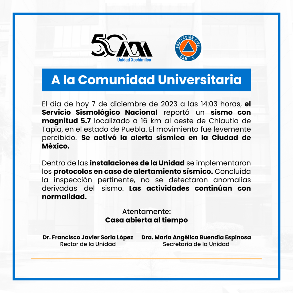 Agenda del viernes 8 de diciembre del 2023 – UAM Xochimilco