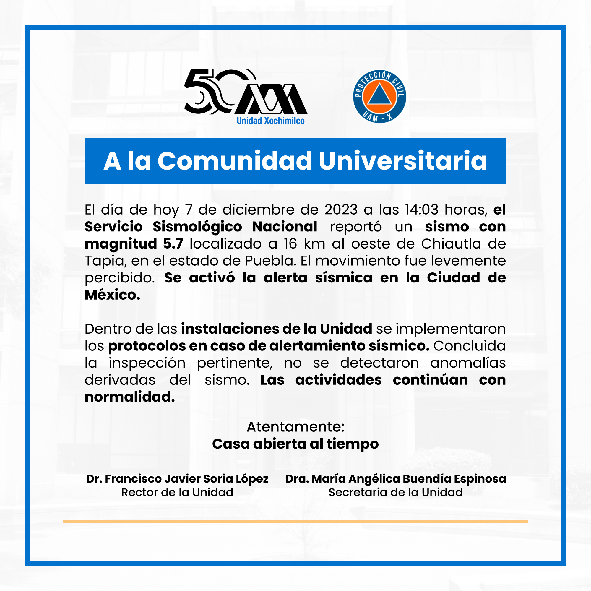 Agenda del viernes 8 de diciembre del 2023 – UAM Xochimilco