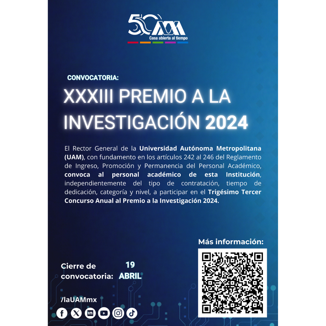 Trigésimo Tercer Concurso Anual al Premio a la Investigación 2024 – UAM Xochimilco